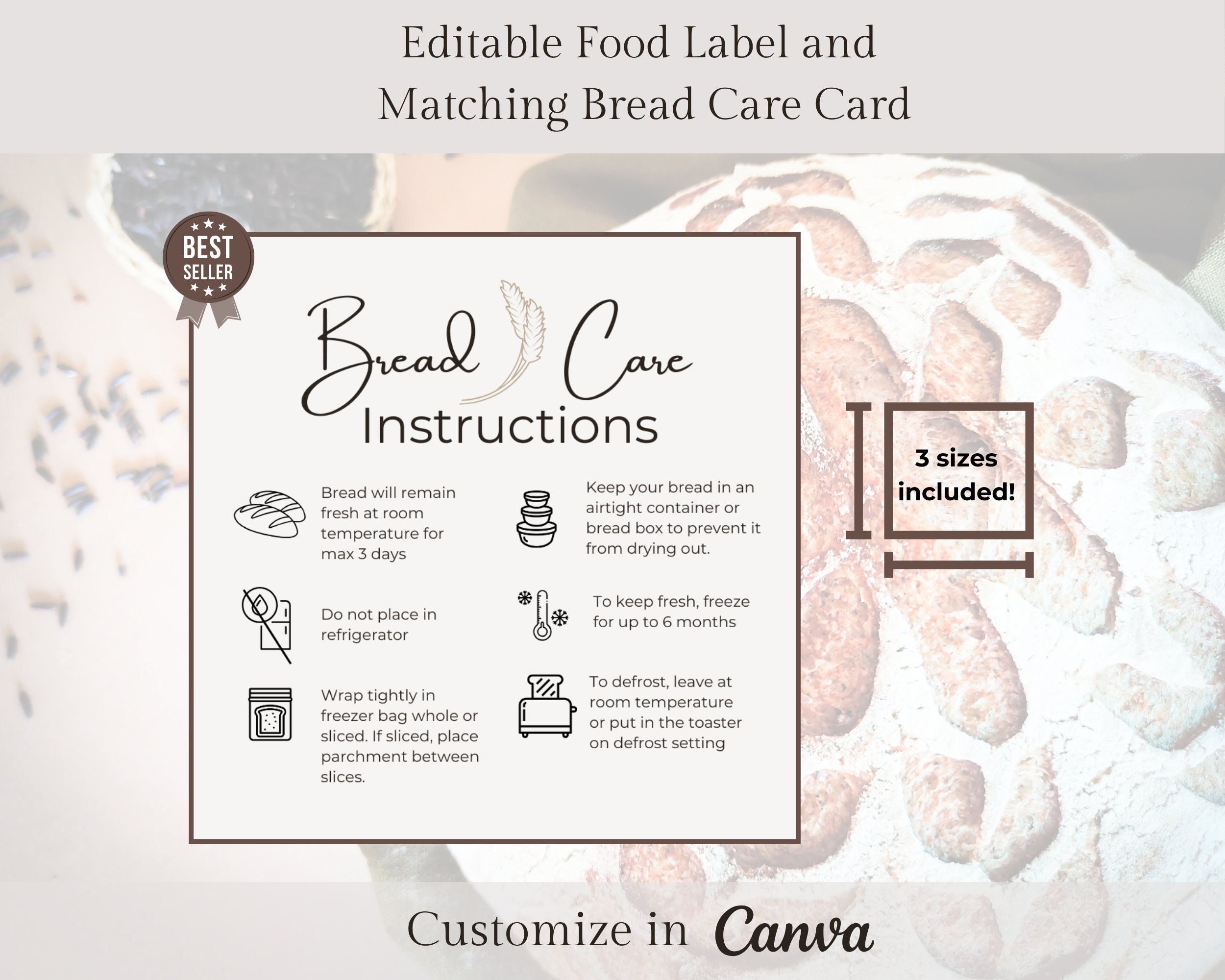 Sourdough Bread Label Template Sourdough Bread Care Instructions ...