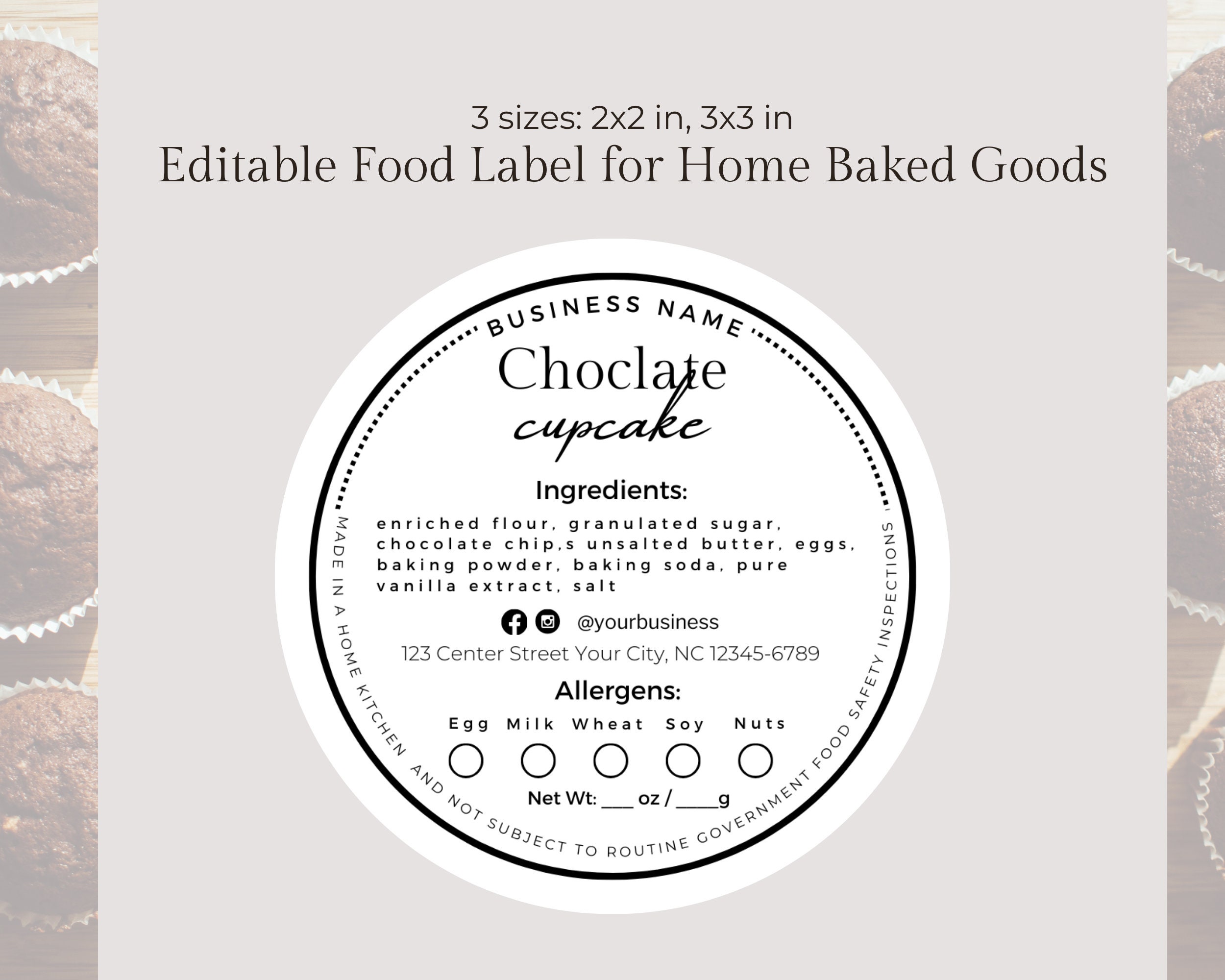 Homemade Bakery Labels Printable Cottage Law Food Cookie Label Template ...