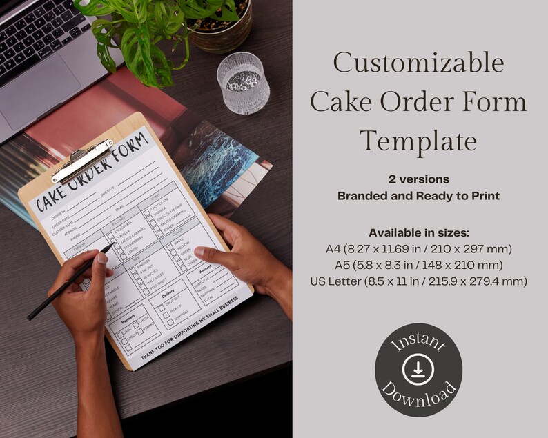 Printable Cake Order Form Template for Small Business Order Form ...