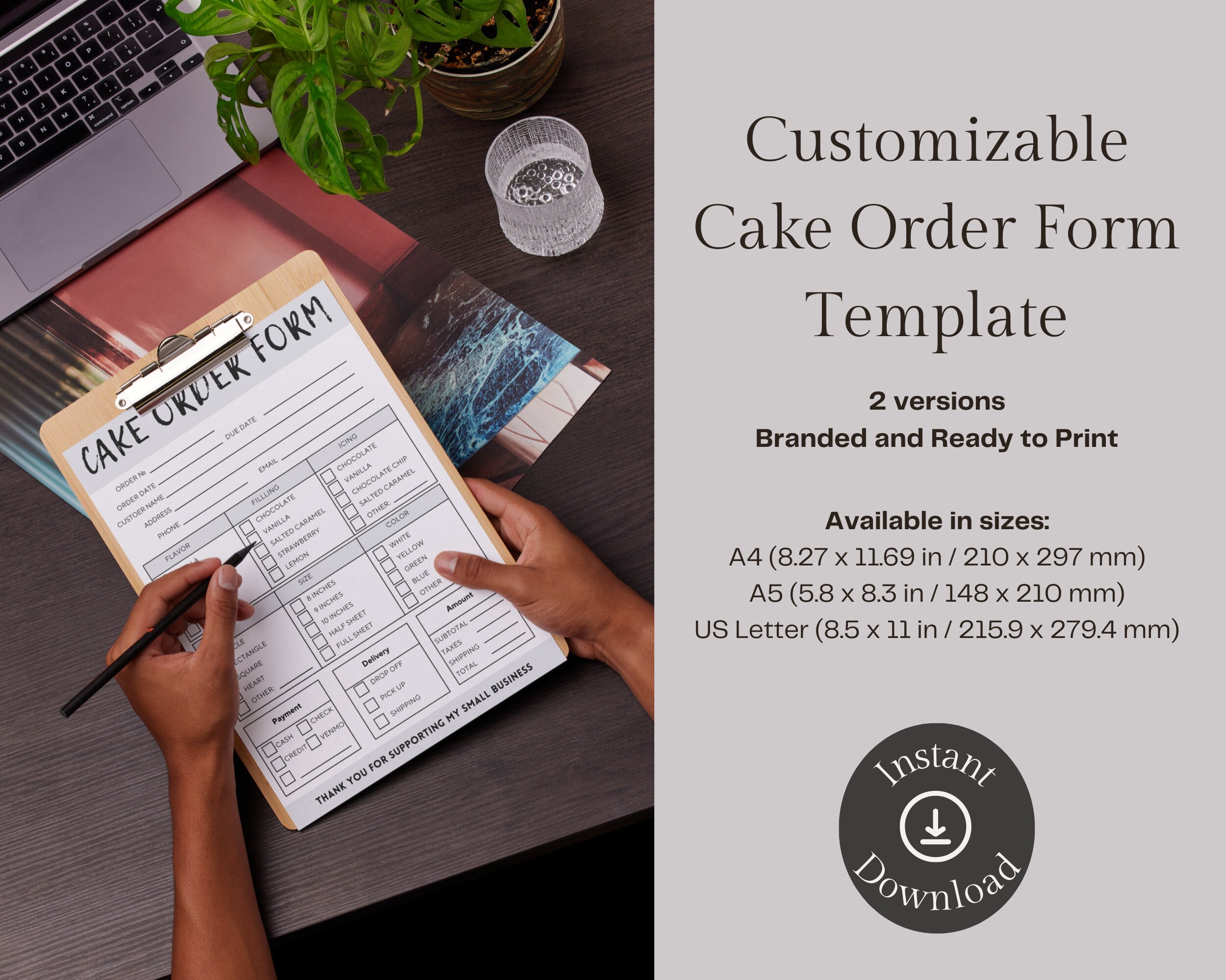 Printable Cake Order Form Template for Small Business Order Form ...