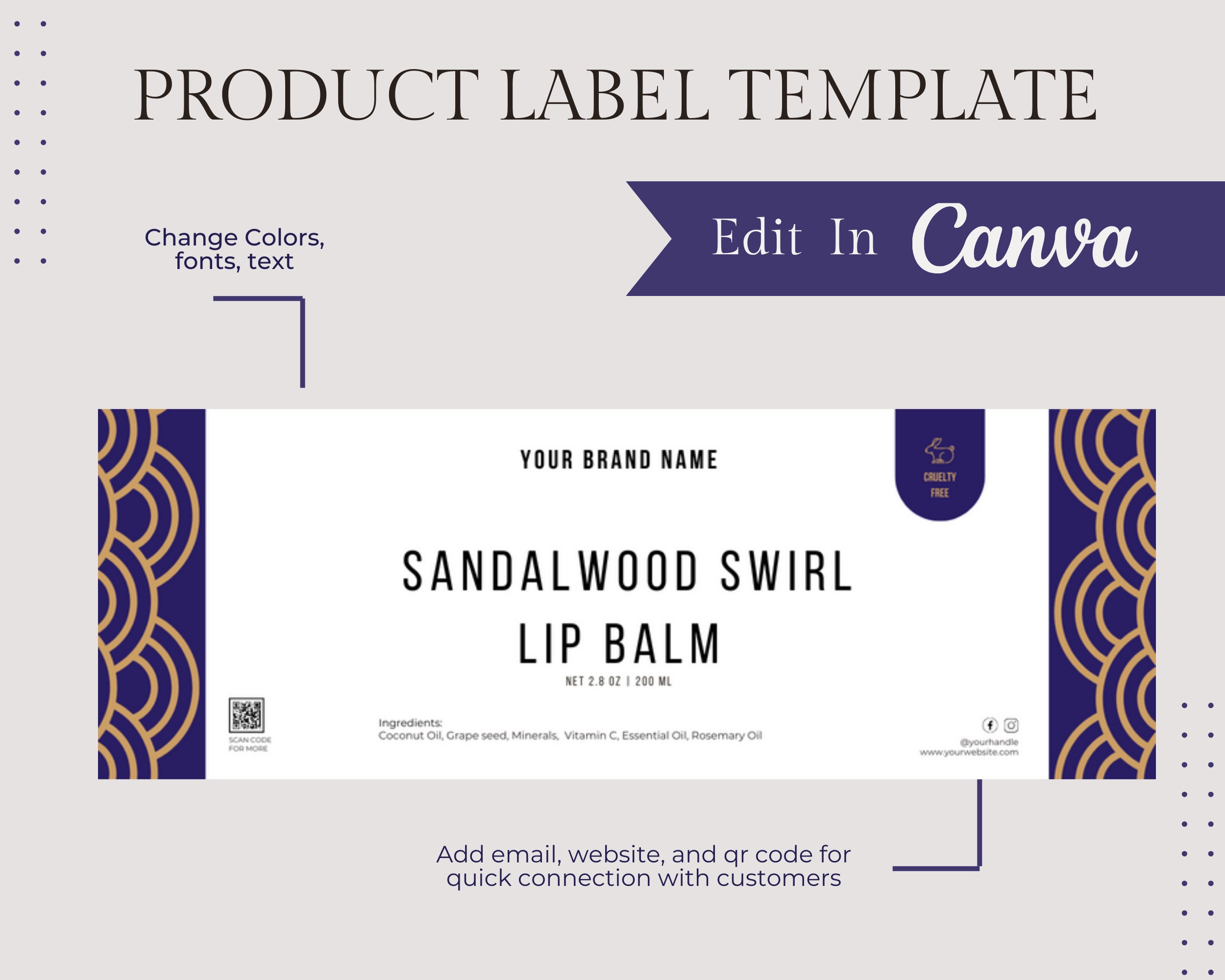 Custom Lip Balm Label Template Cosmetic Label Lip Gloss Tube Lip Care ...