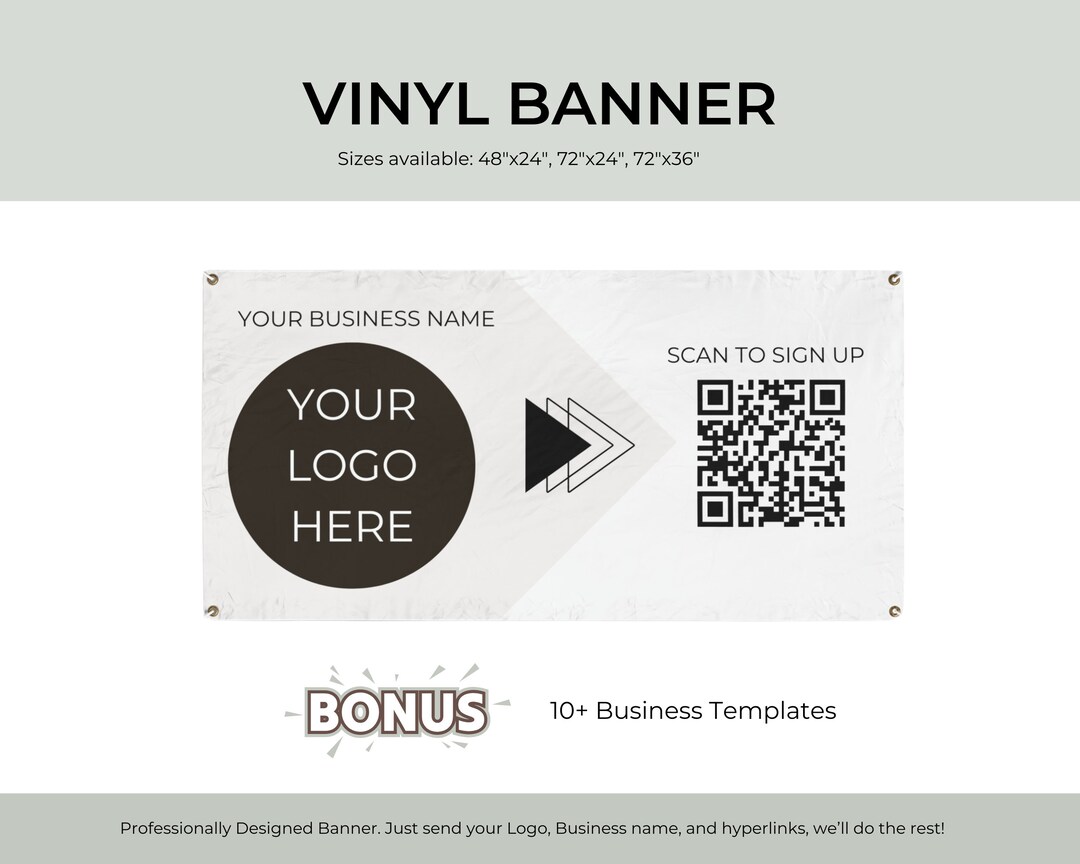 Personalized Business Sign Logo Branding Banner With Logo and QR Code ...