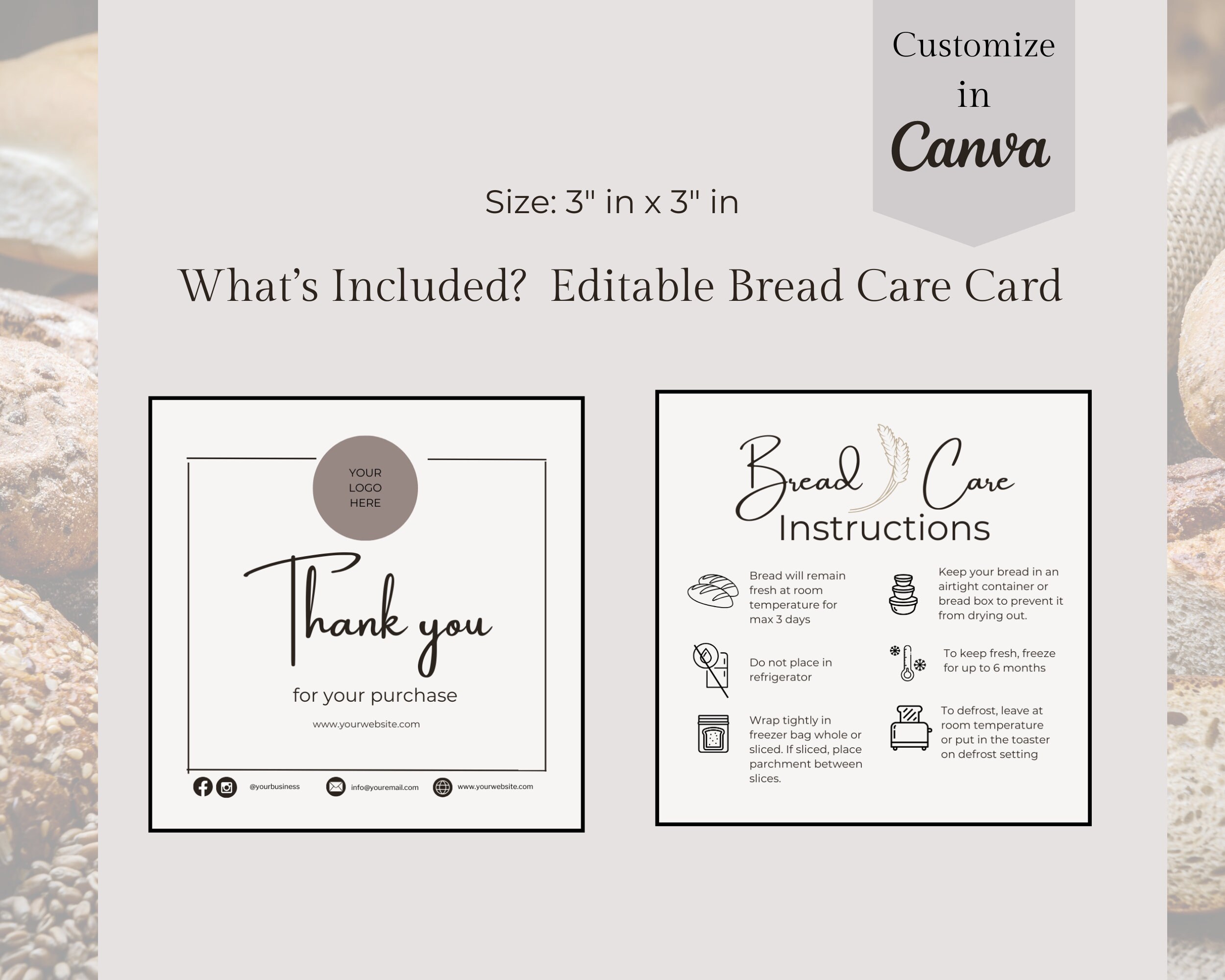 Sourdough Bread Care Card Cottage Law Food Label Sourdough Label Food ...