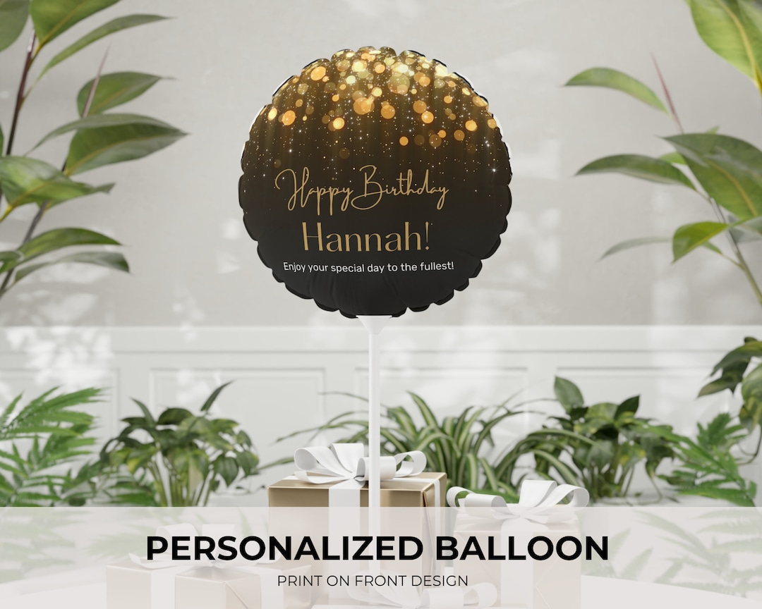 Personalized Birthday Balloon Gold Glitter Birthday Custom Balloon ...