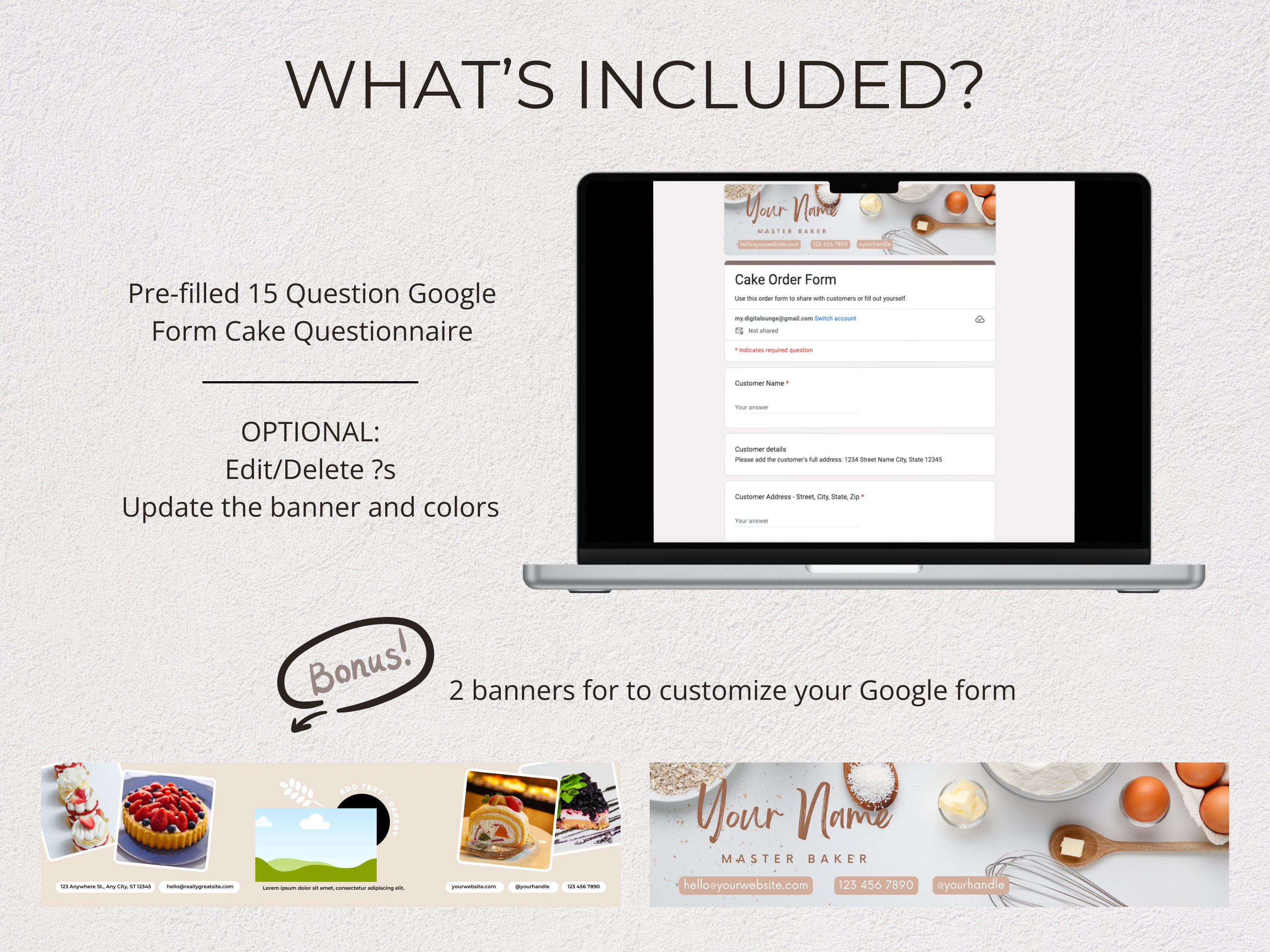 Digital Bakery Order Form in Bakery Business Bundle Cupcake Order ...