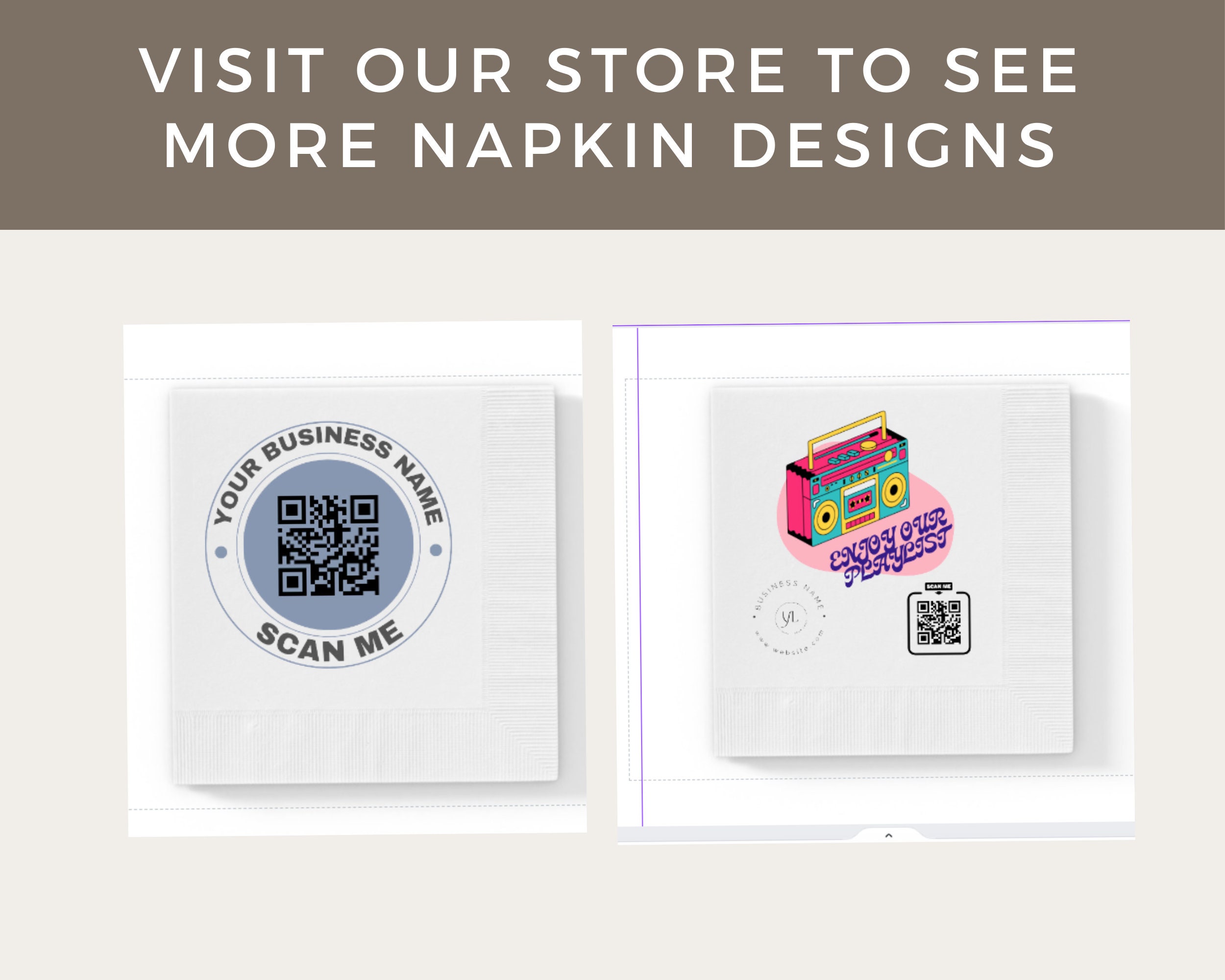 Custom QR Code Cocktail Napkins: Personalized Event Branding - Etsy