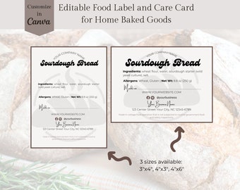 Sourdough Bread Cottage Food Label Home Baked Goods Label Printable ...