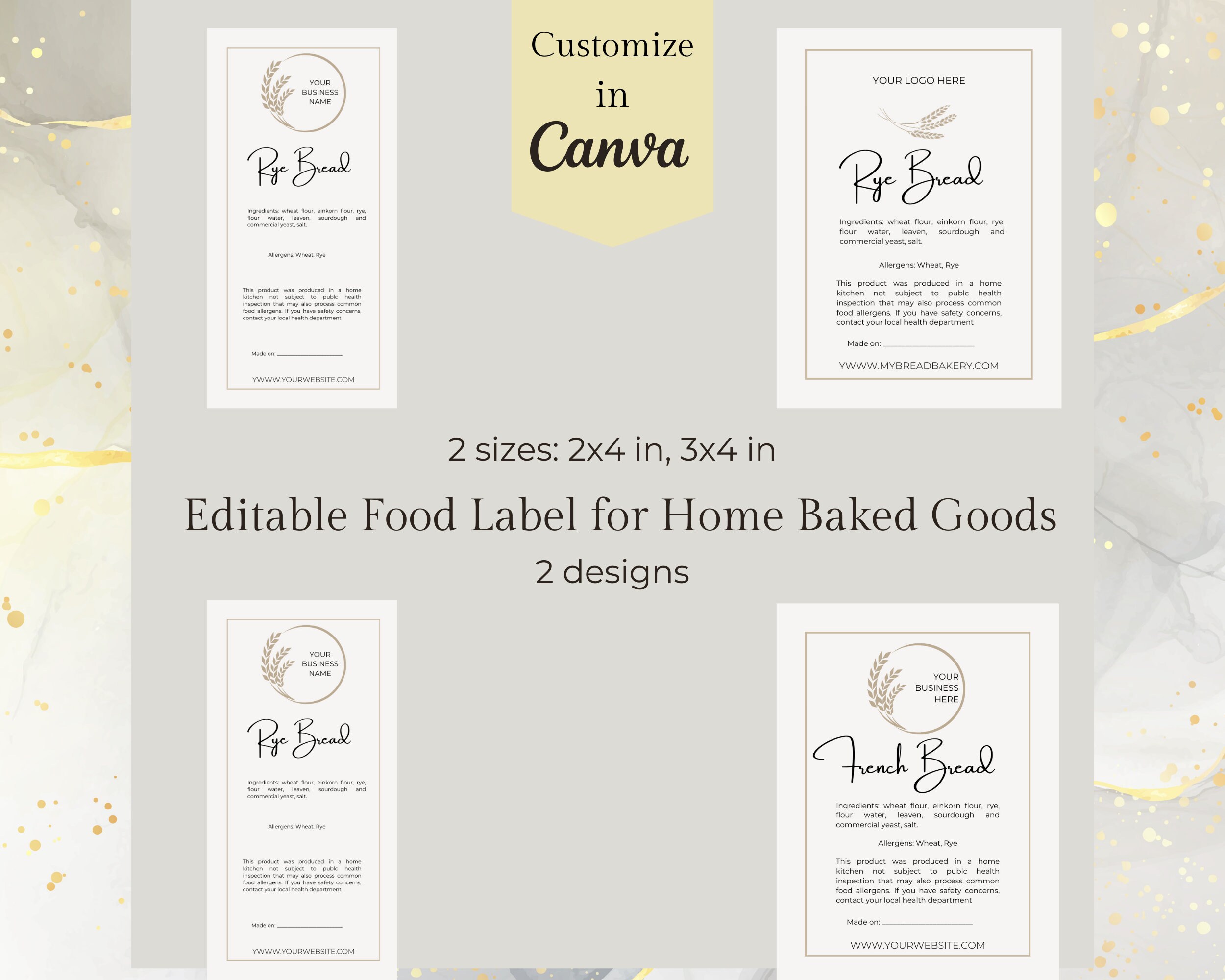 Custom Cottage Law Food Labels for Homemade Goods Food Labels for ...