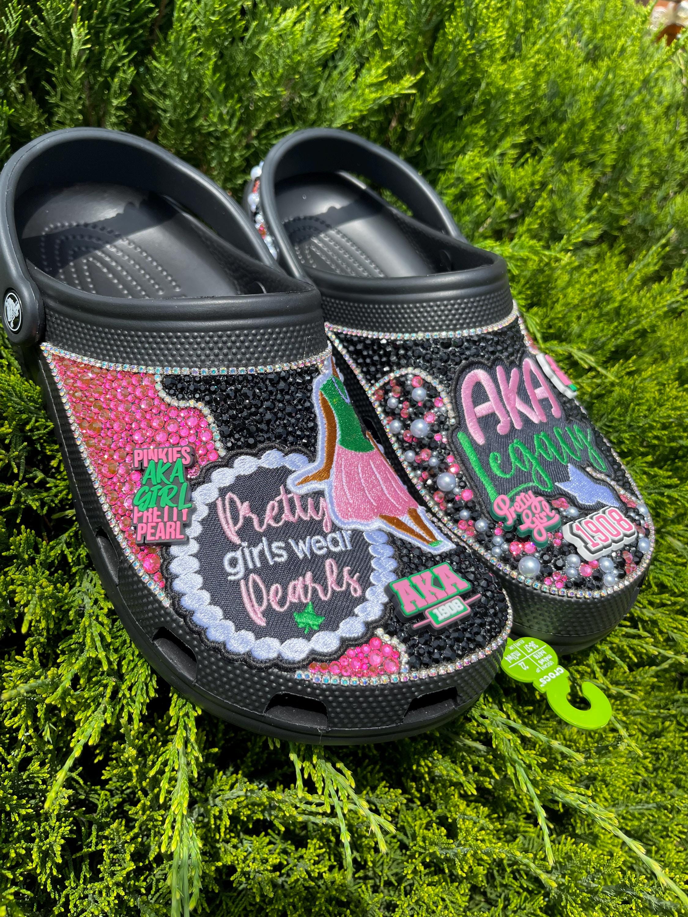 Pink and Green AKA Bling Crocs: Custom Sorority Shoes - Etsy