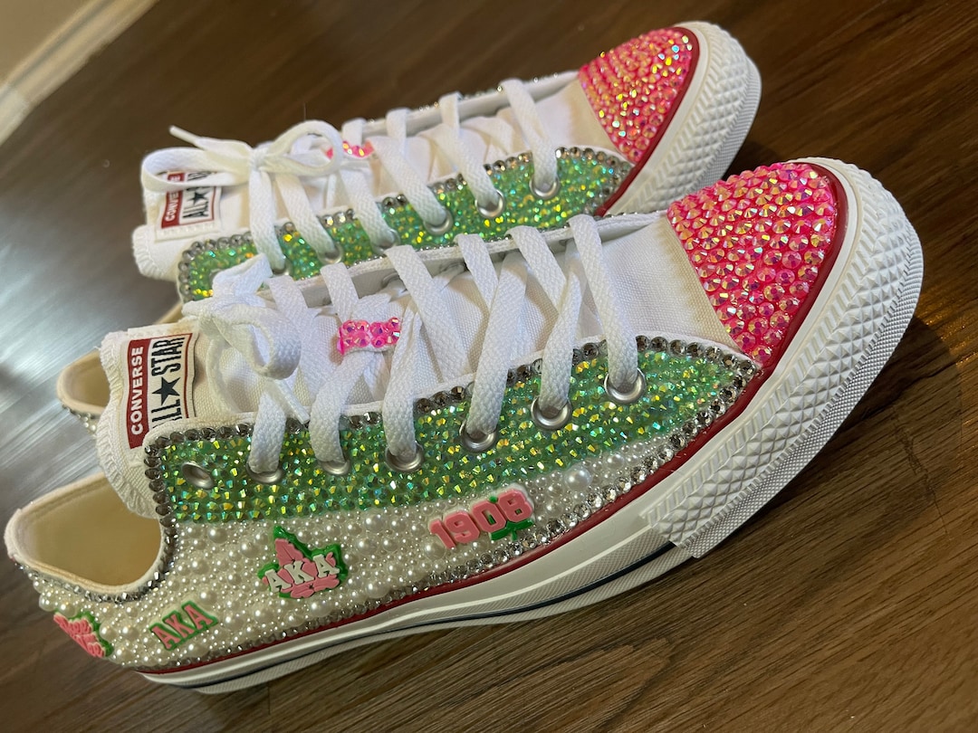 Pink & Green AKA Bling Converse: Custom Sorority Sister Gift - Etsy