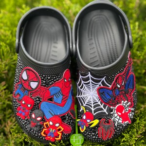Spider-man Clogs for Kids, Black Spider-man Crocs, Gift for Spider-man ...
