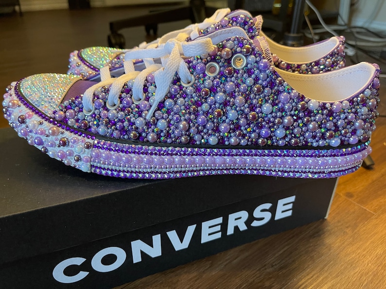 Bling Converse Sneakers: Customized Rhinestone Chucks for Brides - Etsy