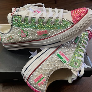 Pink & Green AKA Bling Converse: Custom Sorority Sister Gift - Etsy