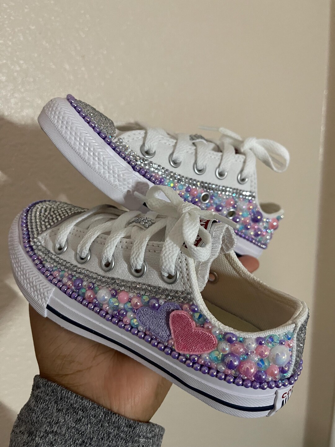 Girl Bling Converse, Heart Converse, Pink Blue Purple Bedazzled ...