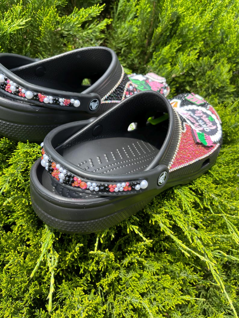 Pink and Green AKA Bling Crocs: Custom Sorority Shoes - Etsy