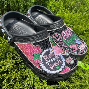 Pink and Green AKA Bling Crocs: Custom Sorority Shoes - Etsy