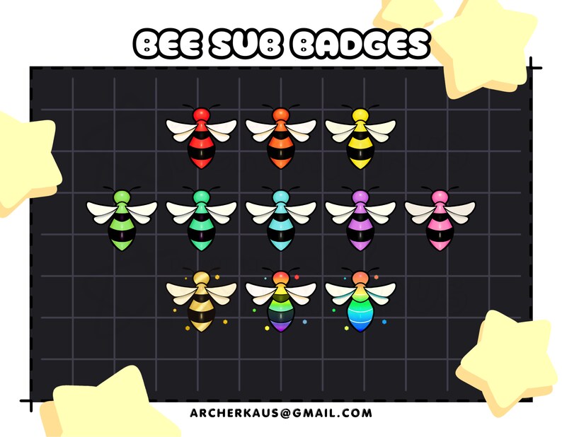 Set of 11 Bee Bundle Sub Badges | Emotes | Stream (twitch/discord) - Etsy