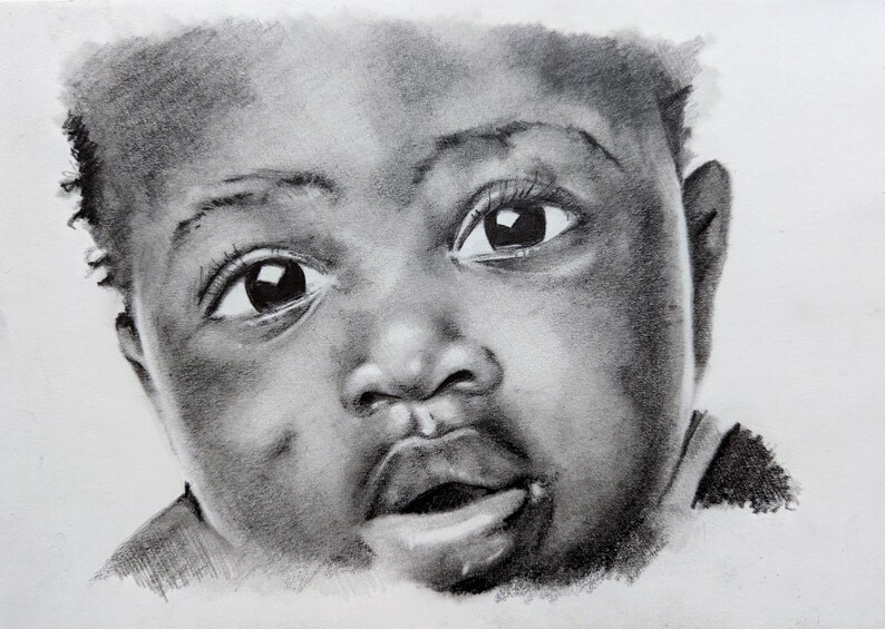 100% Pencil Sketches, Custom Portrait, Hand Drawn, Children Portrait ...