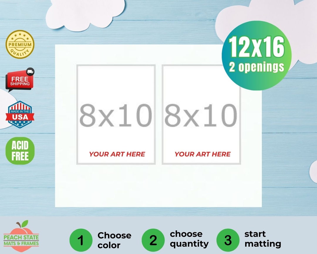 16x20" Multi-opening Matboards (2 Photo Collage / Top Center / Bottom ...