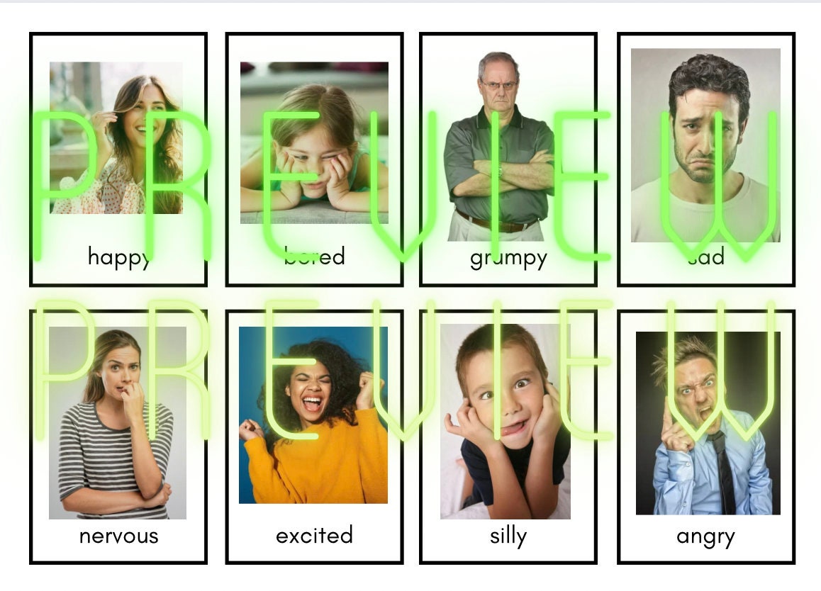 Real Life Feelings and Emotions Cards for ABA and Classroom - Set of 24 ...