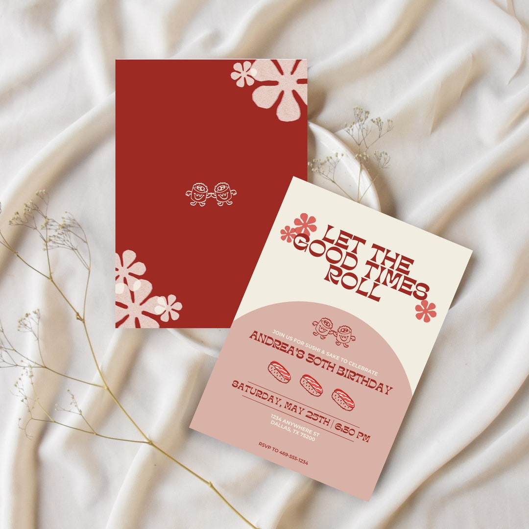 Let the Good Times Roll Invitation, Editable Sushi Birthday Invite ...