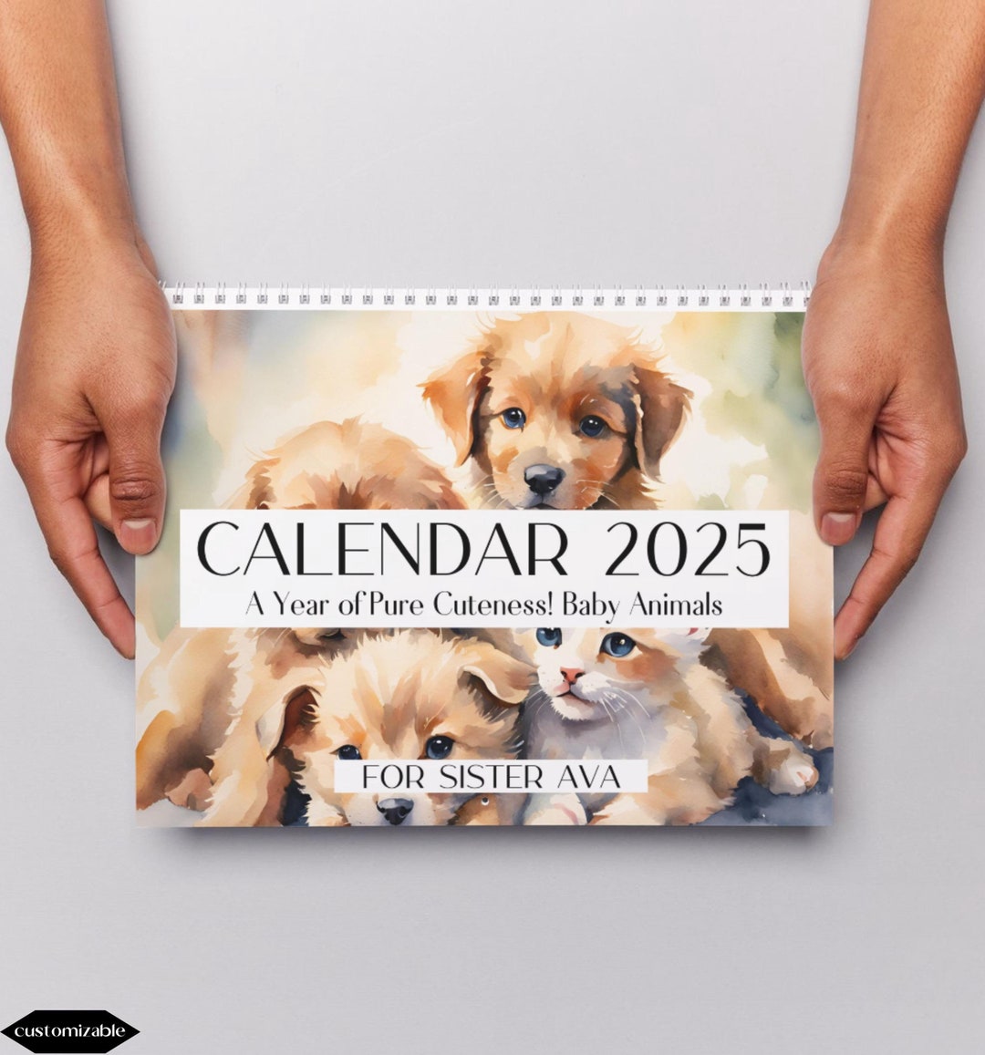Cute Custom Baby Animals Calender 2025, Kids Room Wall Decor ...