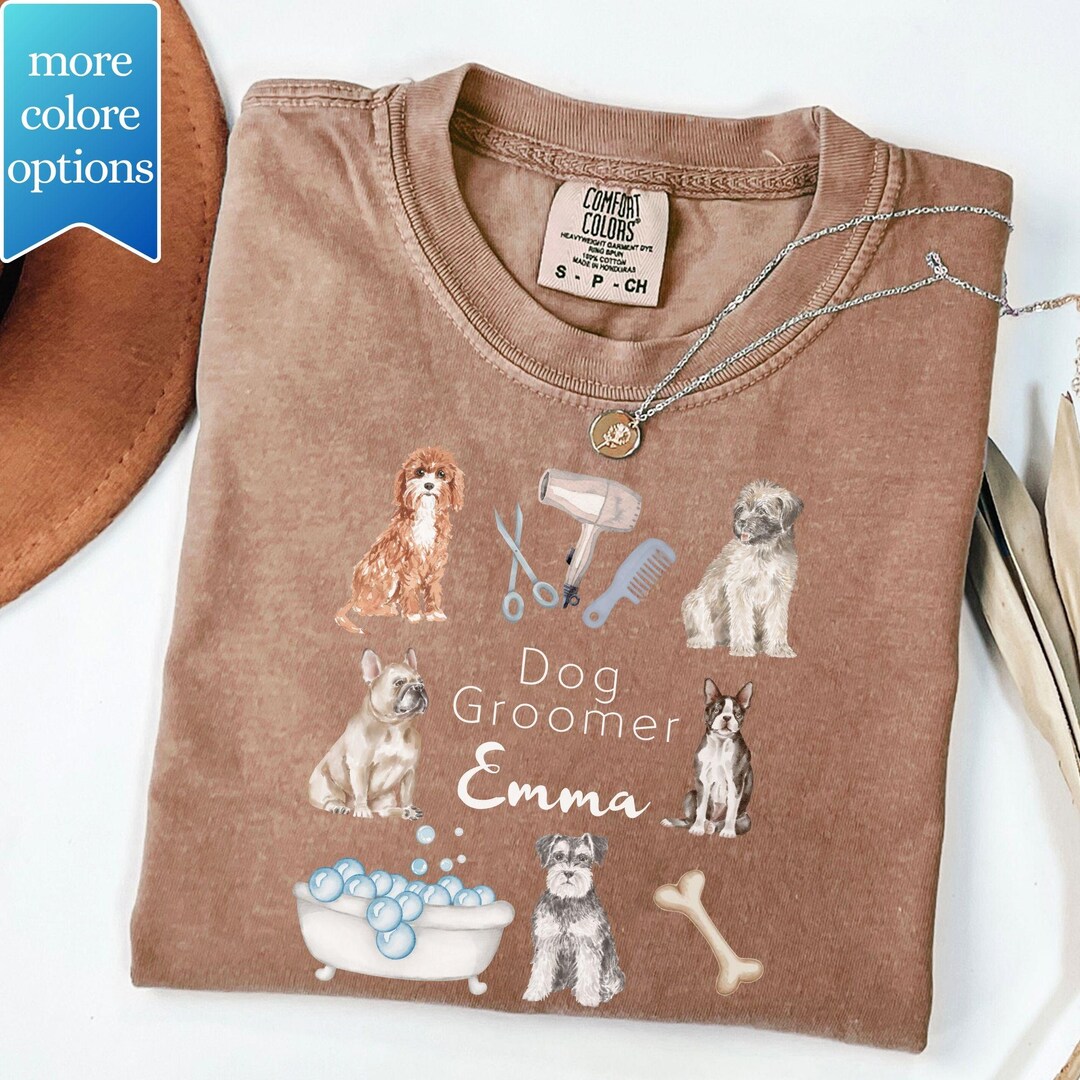 Custom Dog Groomer Shirt With Name Personalized Pet Grooming T-shirt ...