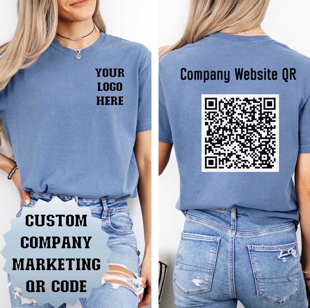 Custom QR Code Logo Shirt, Personalized Front and Back Comfort Colors ...