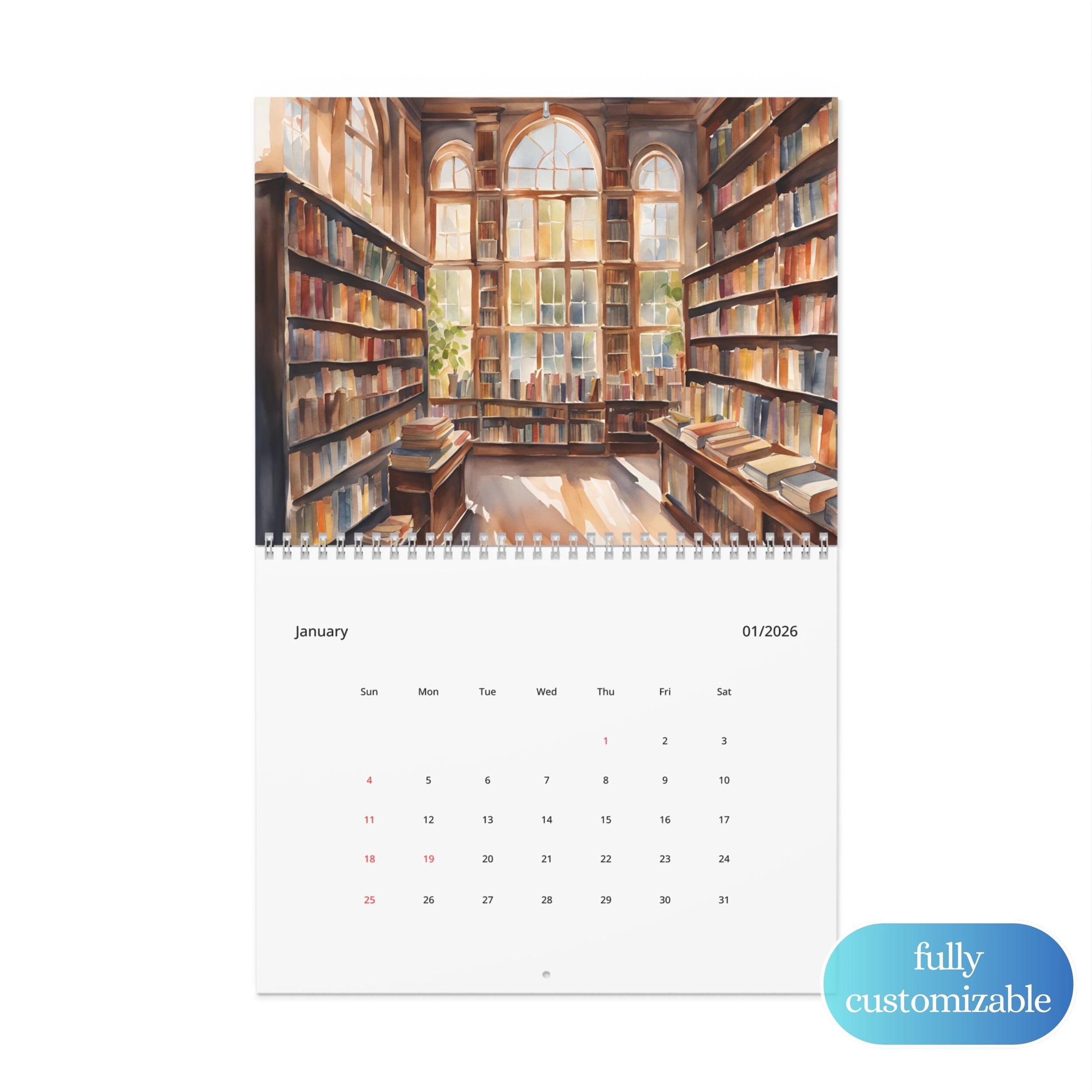 Custom Book Lover Calendar 2026 Coffee Gift Personalized Holiday ...