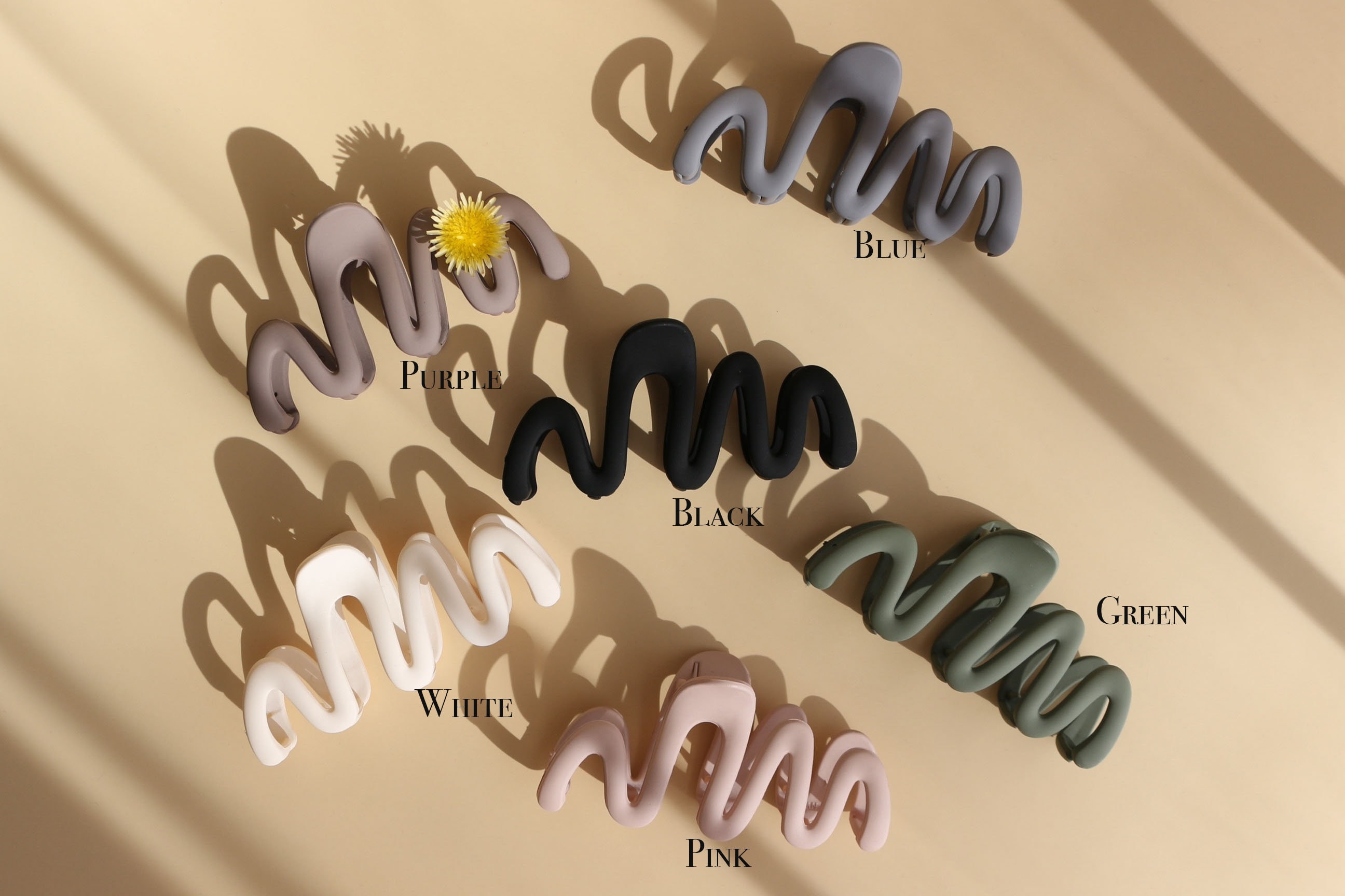 Matte Wavy Claw Clips Hair Accessories for Thick and Thin Hair 6 Colors ...