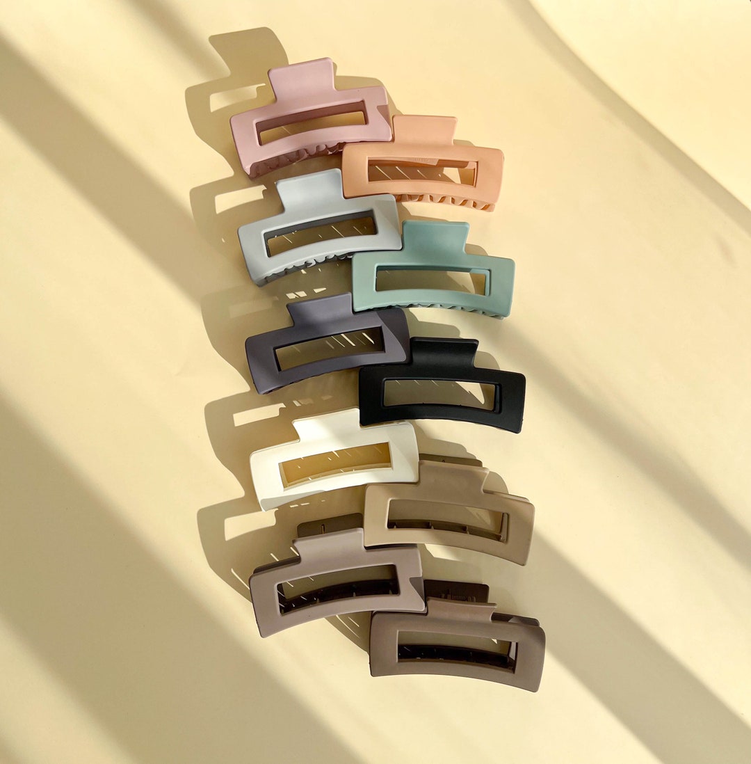 Matte Large Rectangle Hair Claw Clip | Hair Accessories for Thick and ...