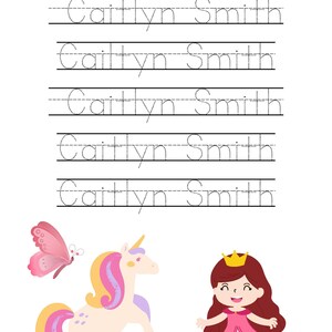 Personalized Name Tracing Worksheet | Custom Dinosaur & Princess ...