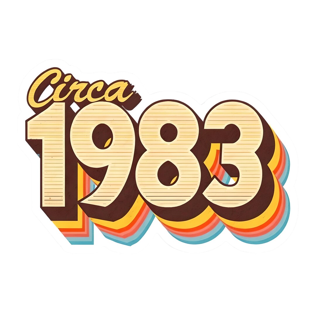 Retro "circa 1983" Sticker | Vintage 80s Aesthetic Birthday Decal | Fun ...
