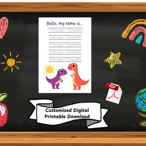 Personalized Name Tracing Worksheet | Custom Dinosaur-themed Preschool ...