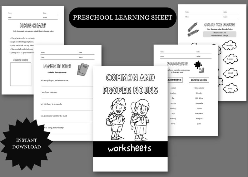 Common and Proper Nouns Printable Worksheets Engaging Grammar ...