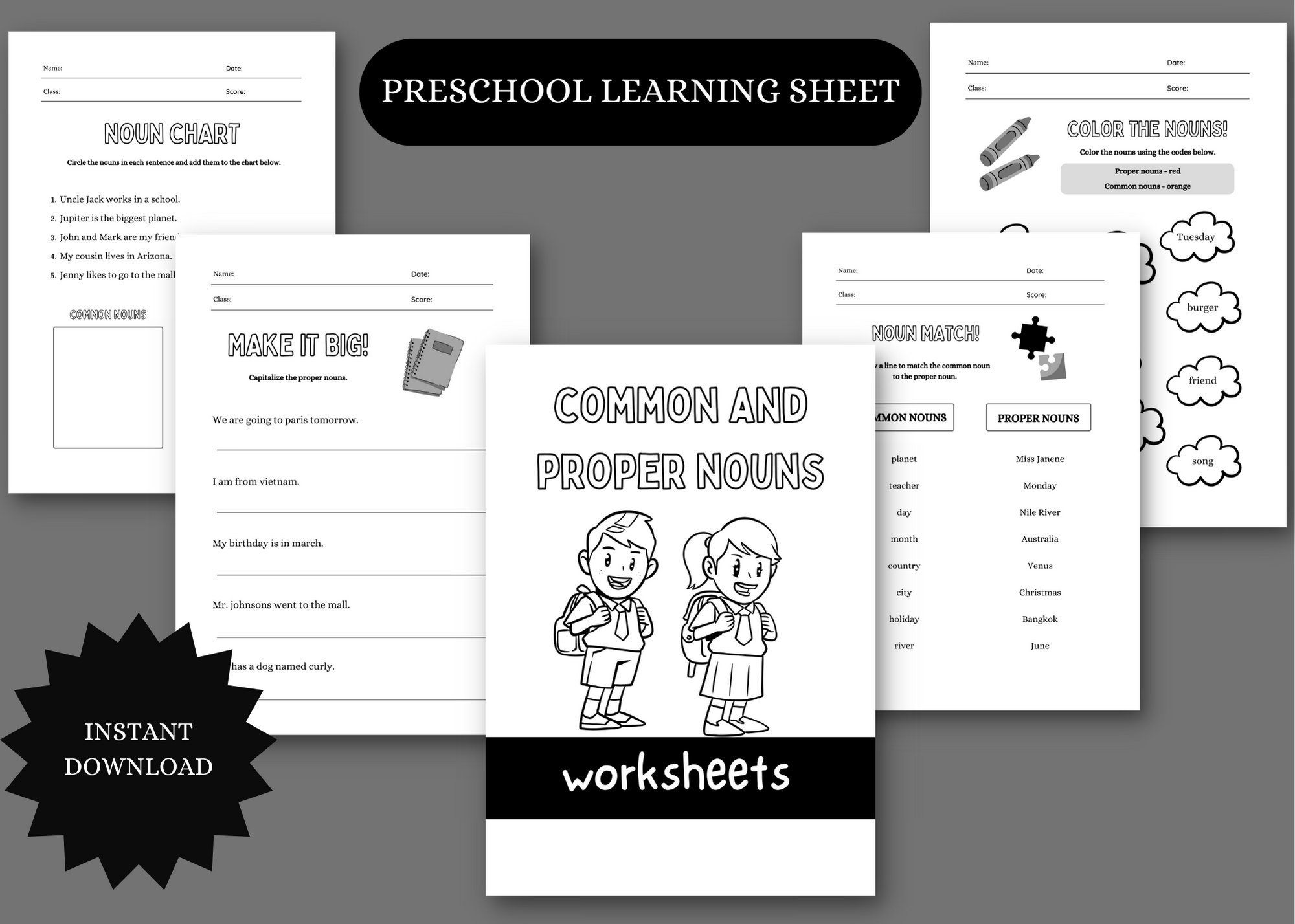 Common and Proper Nouns Printable Worksheets Engaging Grammar ...