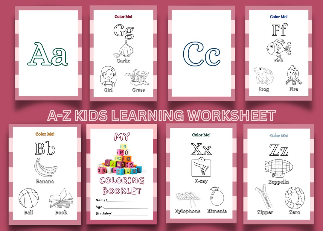 Pink Cute My ABC Coloring Booklet Worksheet Interactive Learning for ...