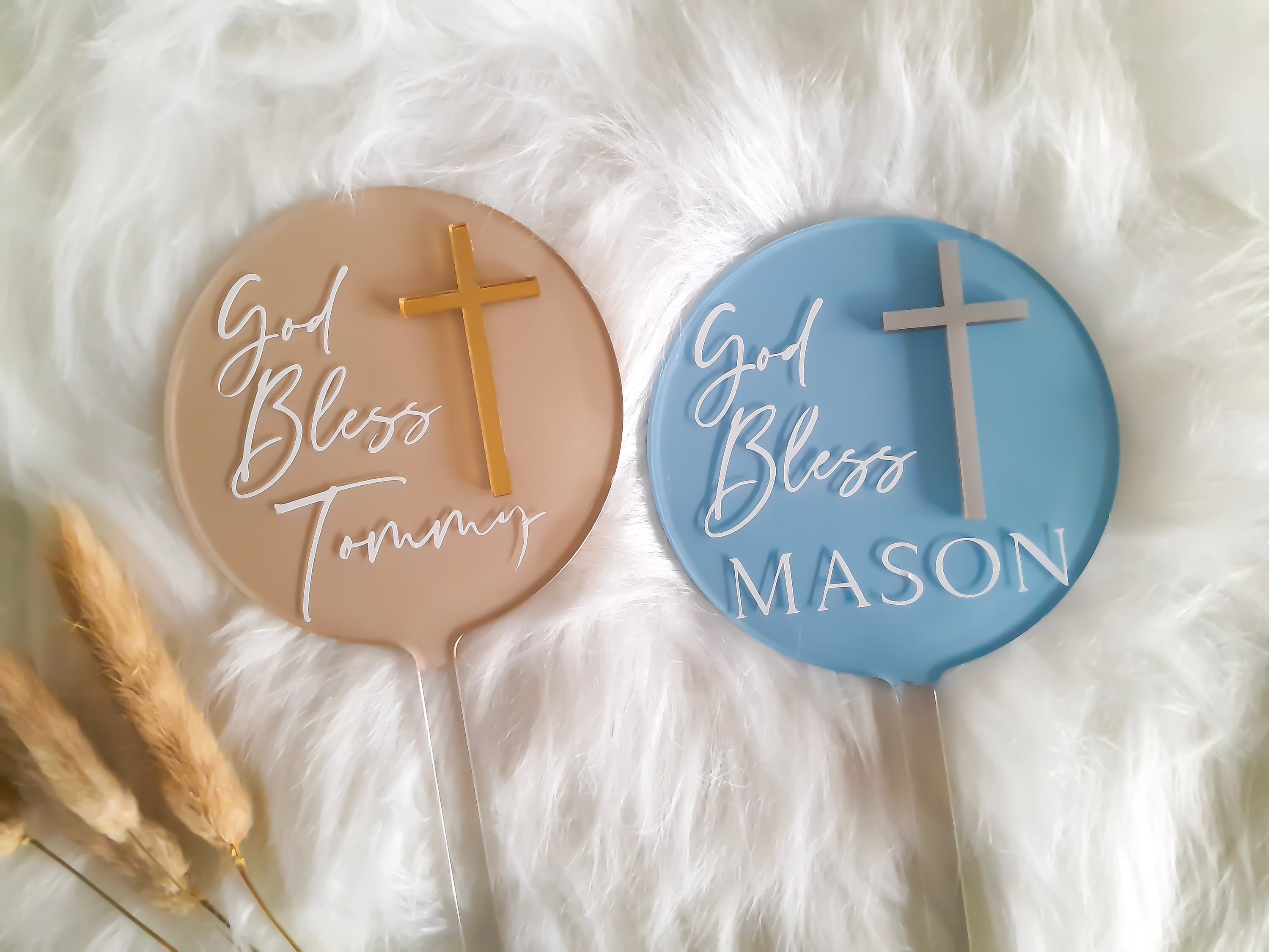 First Holy Communion Cake Topper God Bless Christening Cake Topper ...