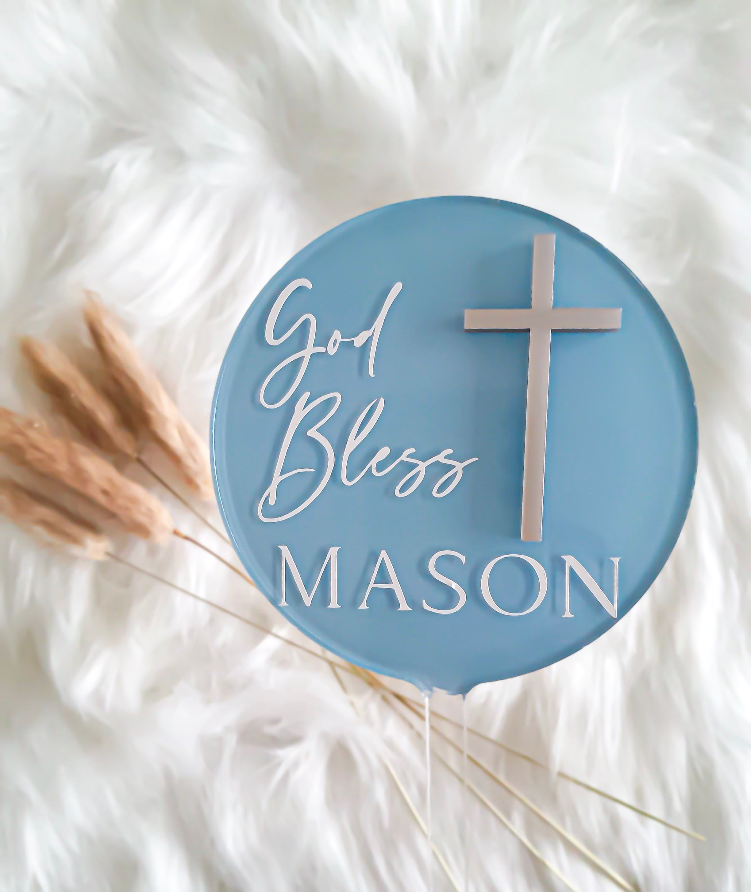 First Holy Communion Cake Topper God Bless Christening Cake Topper ...