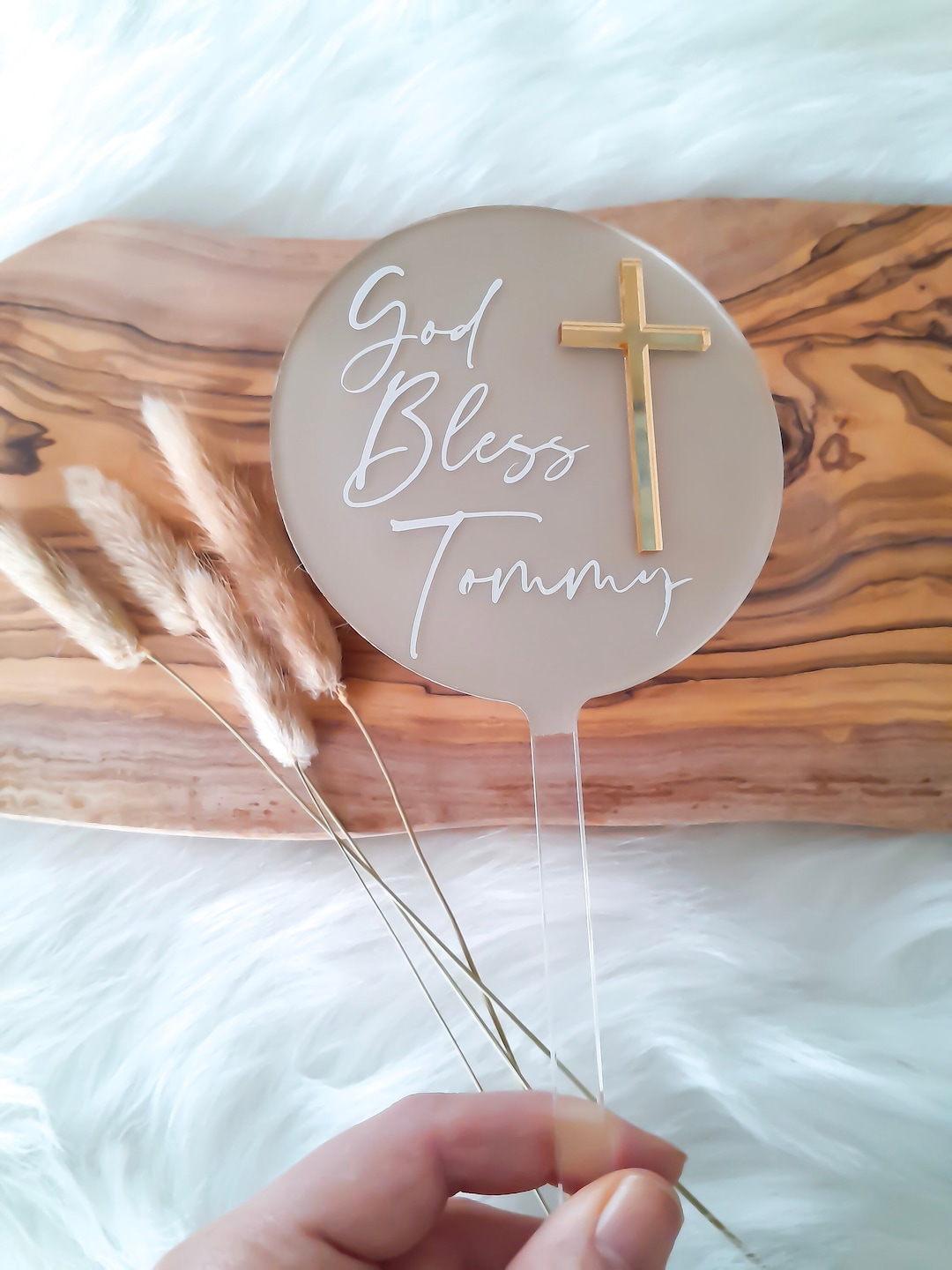 First Holy Communion Cake Topper God Bless Christening Cake Topper ...