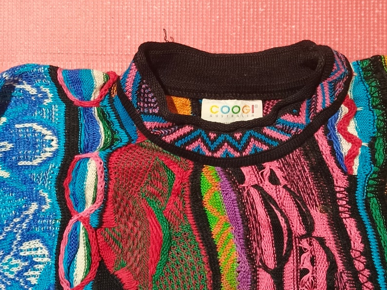 Vintage 90's Coogi Australia Cable Knit Sweater 3D Colored Sweater Size ...
