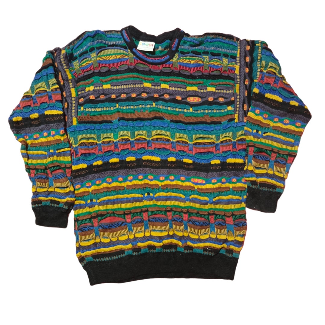 Vintage 90's Coogi Australia Cable Knit Sweater 3D Colored Sweater Size ...