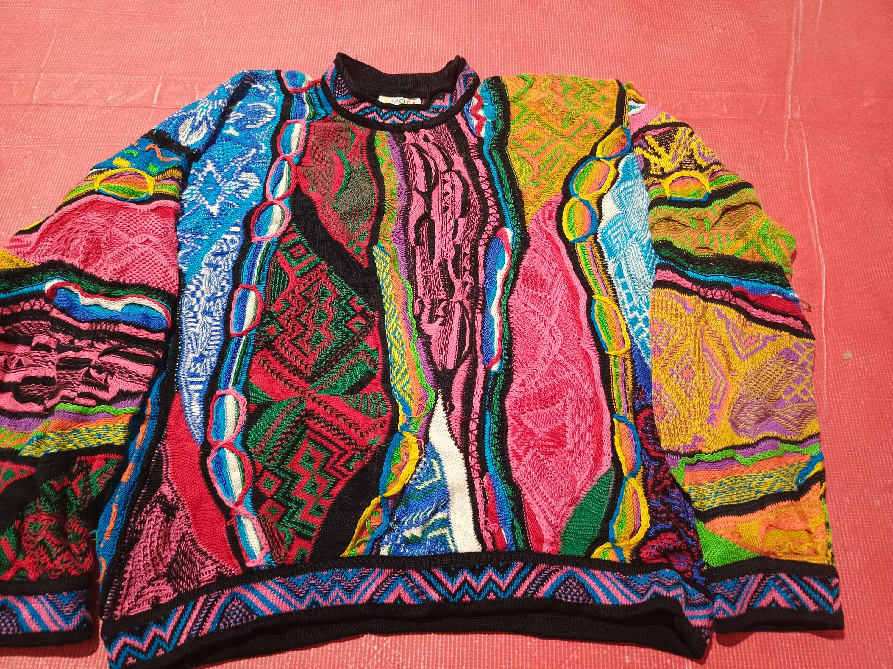 Vintage 90's Coogi Australia Cable Knit Sweater 3D Colored Sweater Size ...