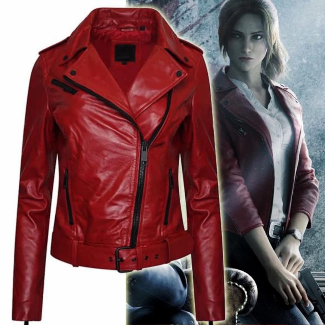 Claire Redfield Resident Evil Jacket, Stylish Red RE Leather Jacket for ...