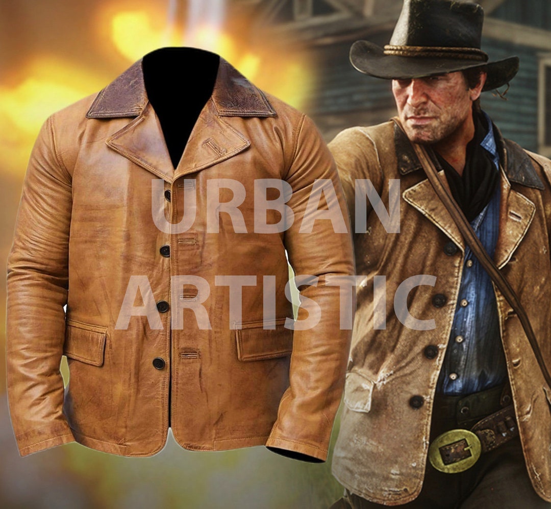 Inspired By: Arthur Morgan Brown Leather Jacket, RDR 2 Leather Jacket ...