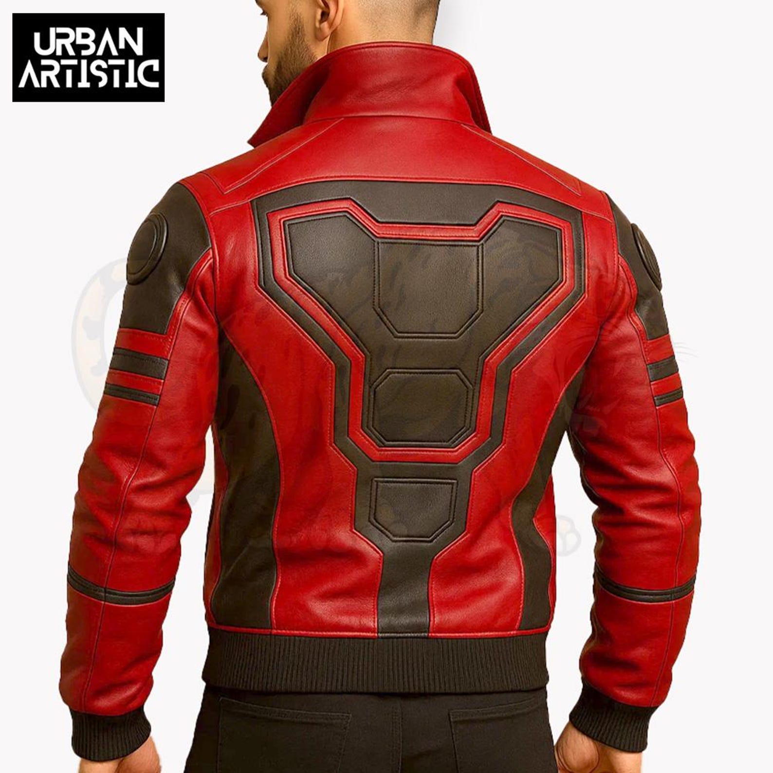 Red Leather Techwear Jacket: Cosplay Gamer Commando Style - Etsy