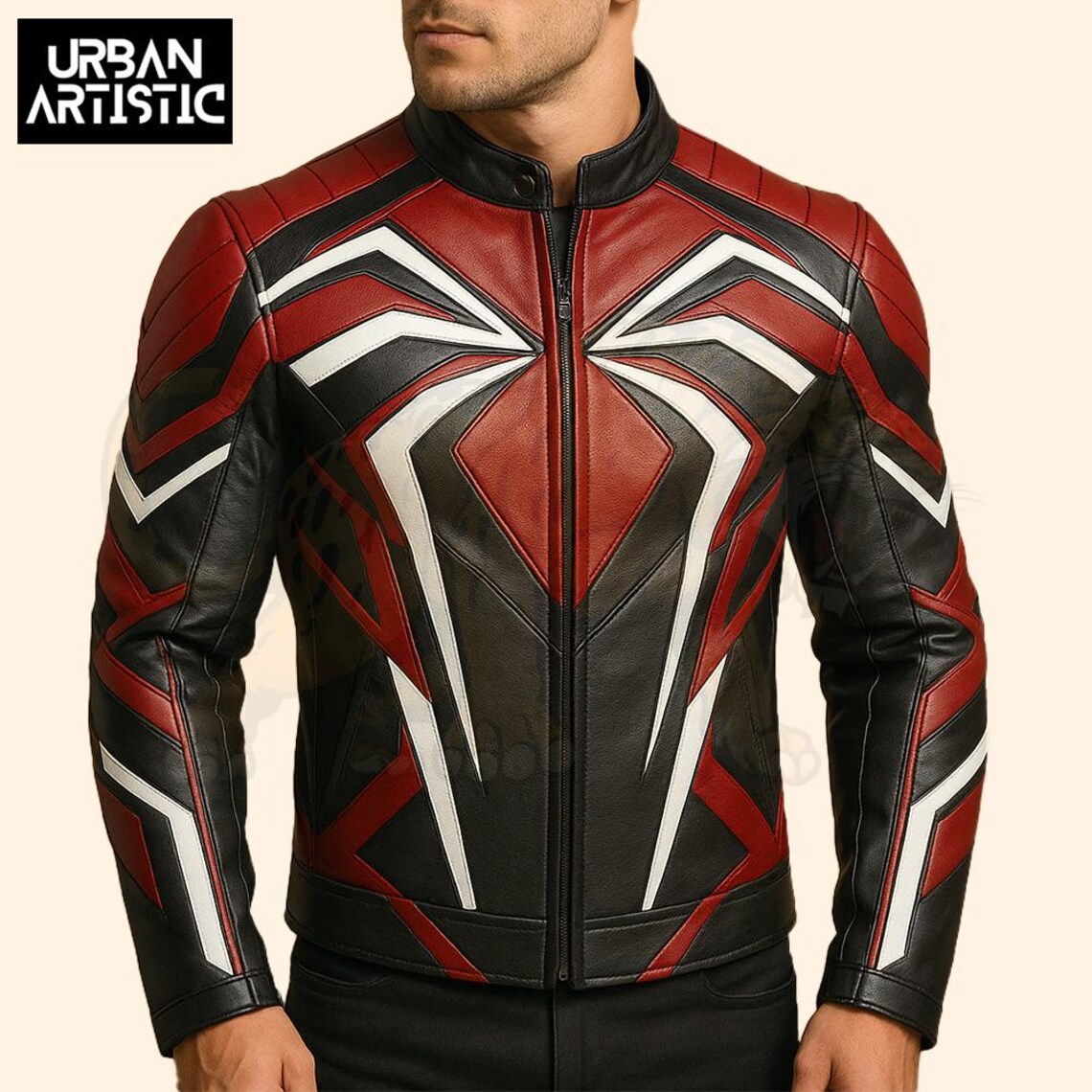 Handmade Spider Leather Jacket: Red & Blue Cosplay Fashion - Etsy