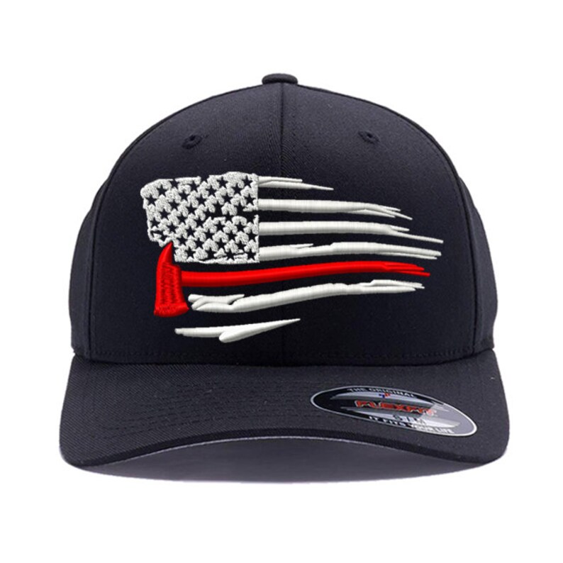 Thin Red Line Waving US Flag, Firefighter AXE Embroidered 6277 and 6477 ...