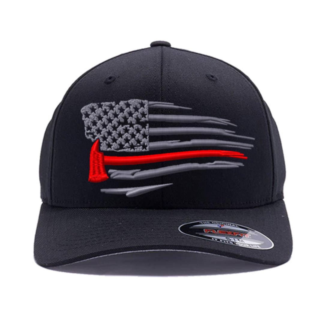 Thin Red Line Waving US Flag, Firefighter AXE Embroidered 6277 and 6477 ...