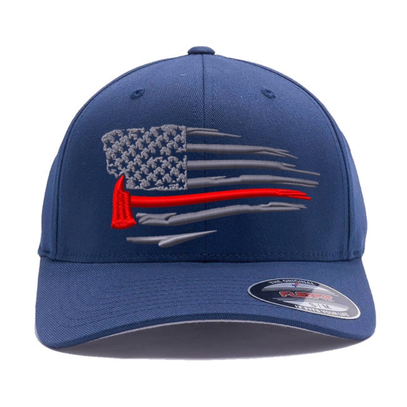 Thin Red Line Waving US Flag, Firefighter AXE Embroidered 6277 and 6477 ...